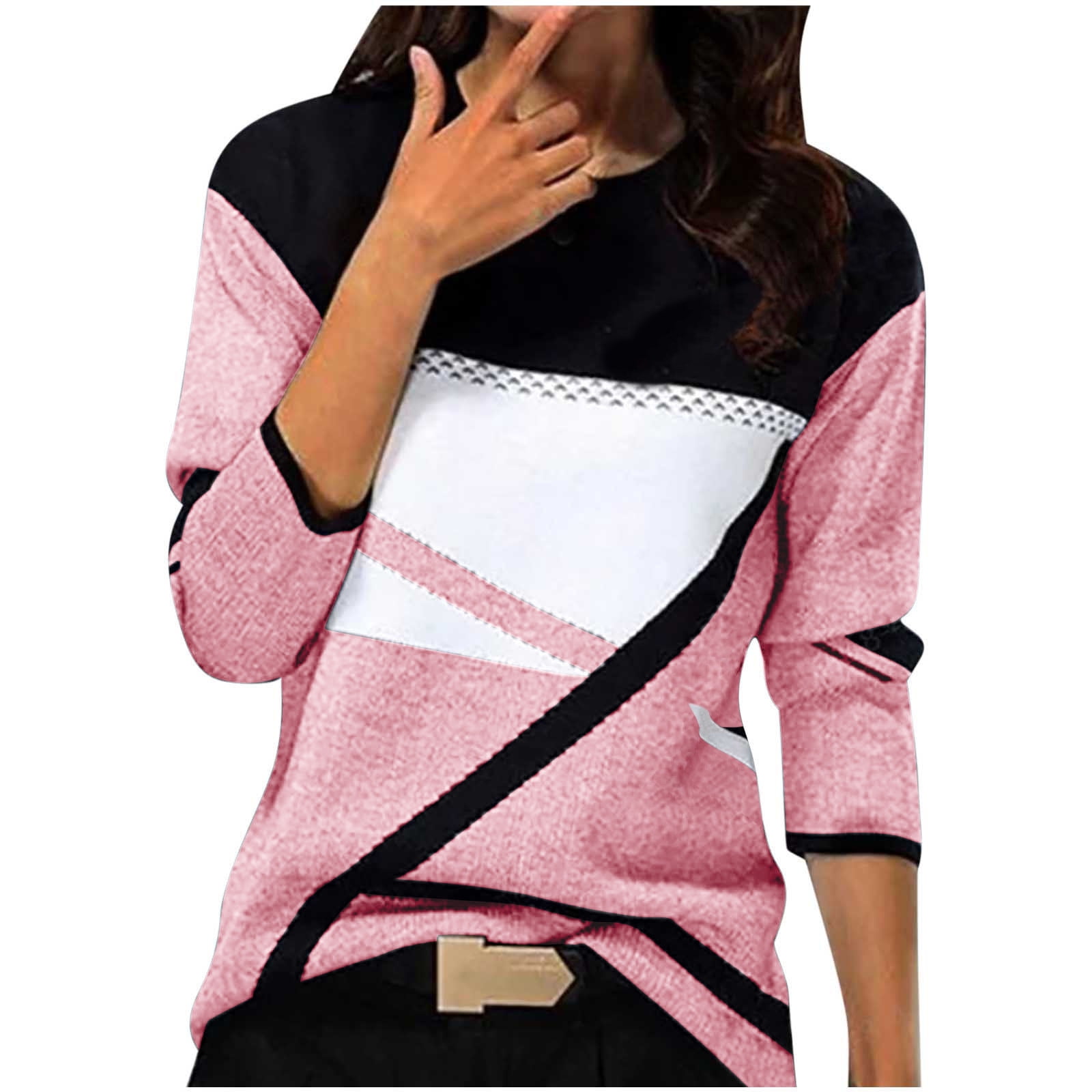 ZVAVZ Under 25 Dollar Items Color Block Sweatshirts for Women Long ...