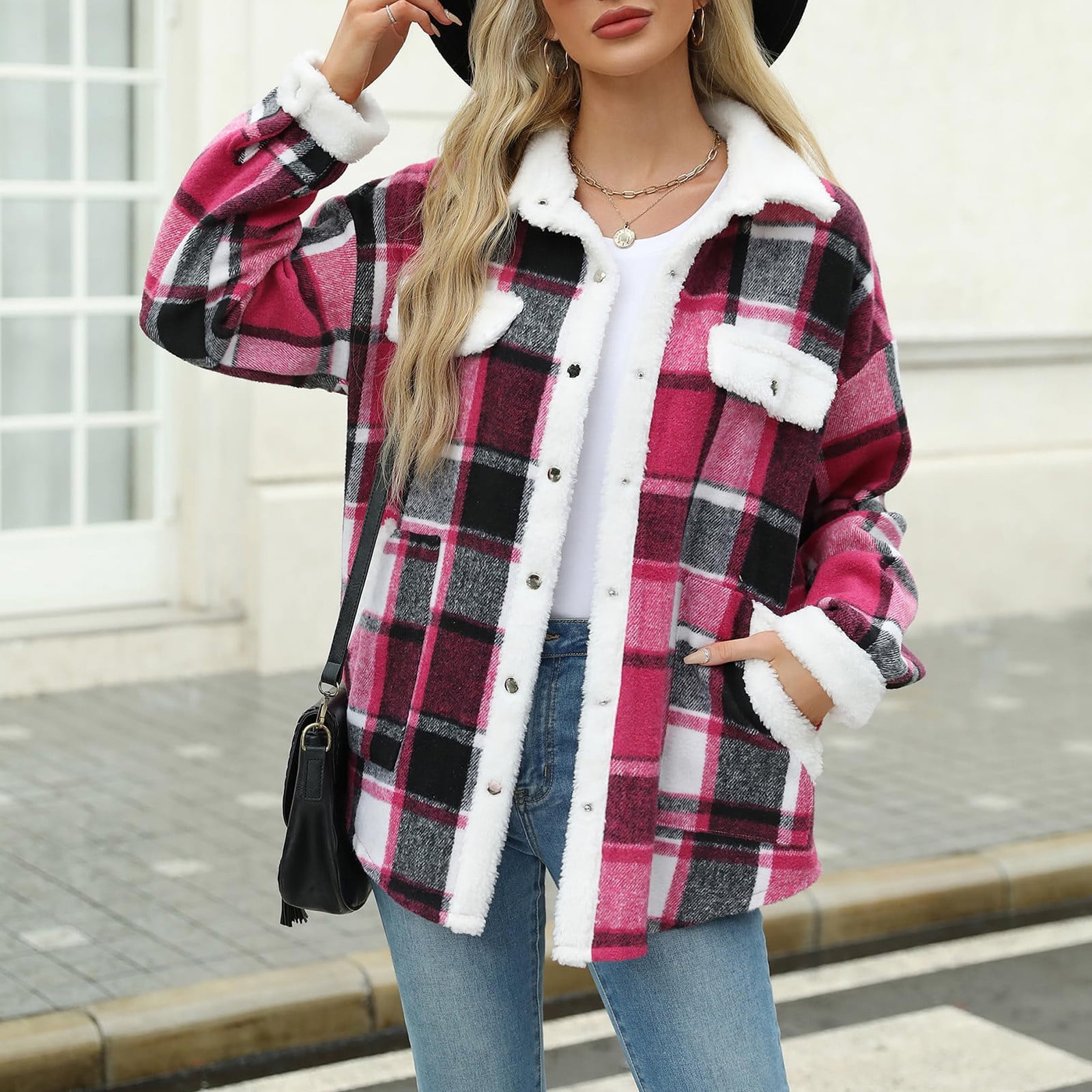 ZVAVZ Clearance Clothes Womens Flannel Shacket Jacket Plaid Flannel ...