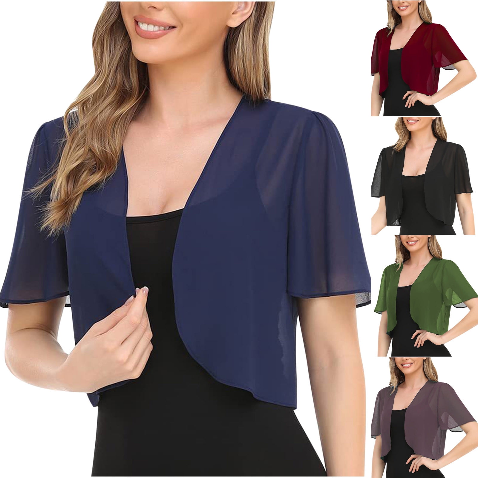 ZVAVZ Cropped Cardigan for Women Summer Ladies Solid Color Chiffon ...