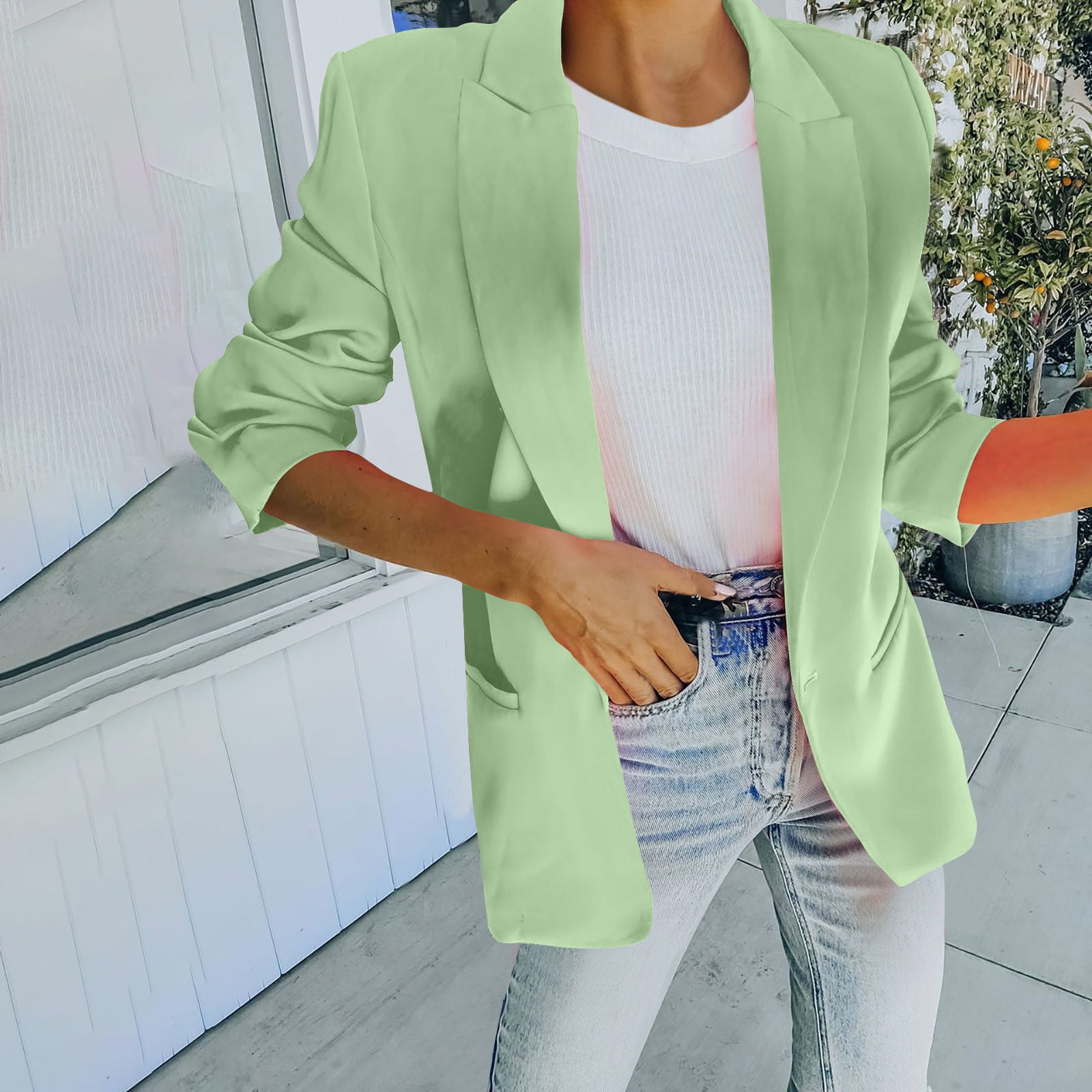 ZVAVZ Casual Blazer for Women Fall Stretch Lapel Collar Brazer Open ...