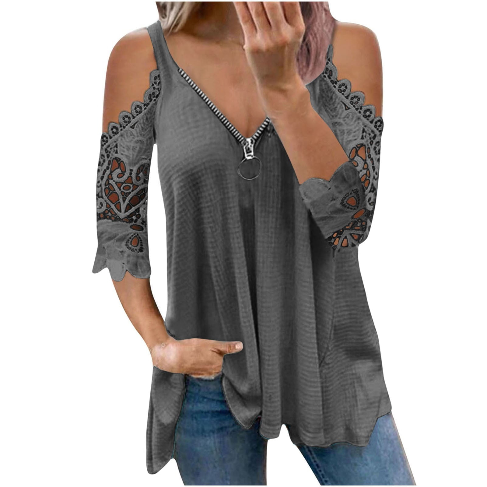 ZVAVZ Going Out Tops for Women锛?Women Summer Cold Shoulder Tee Shirts ...