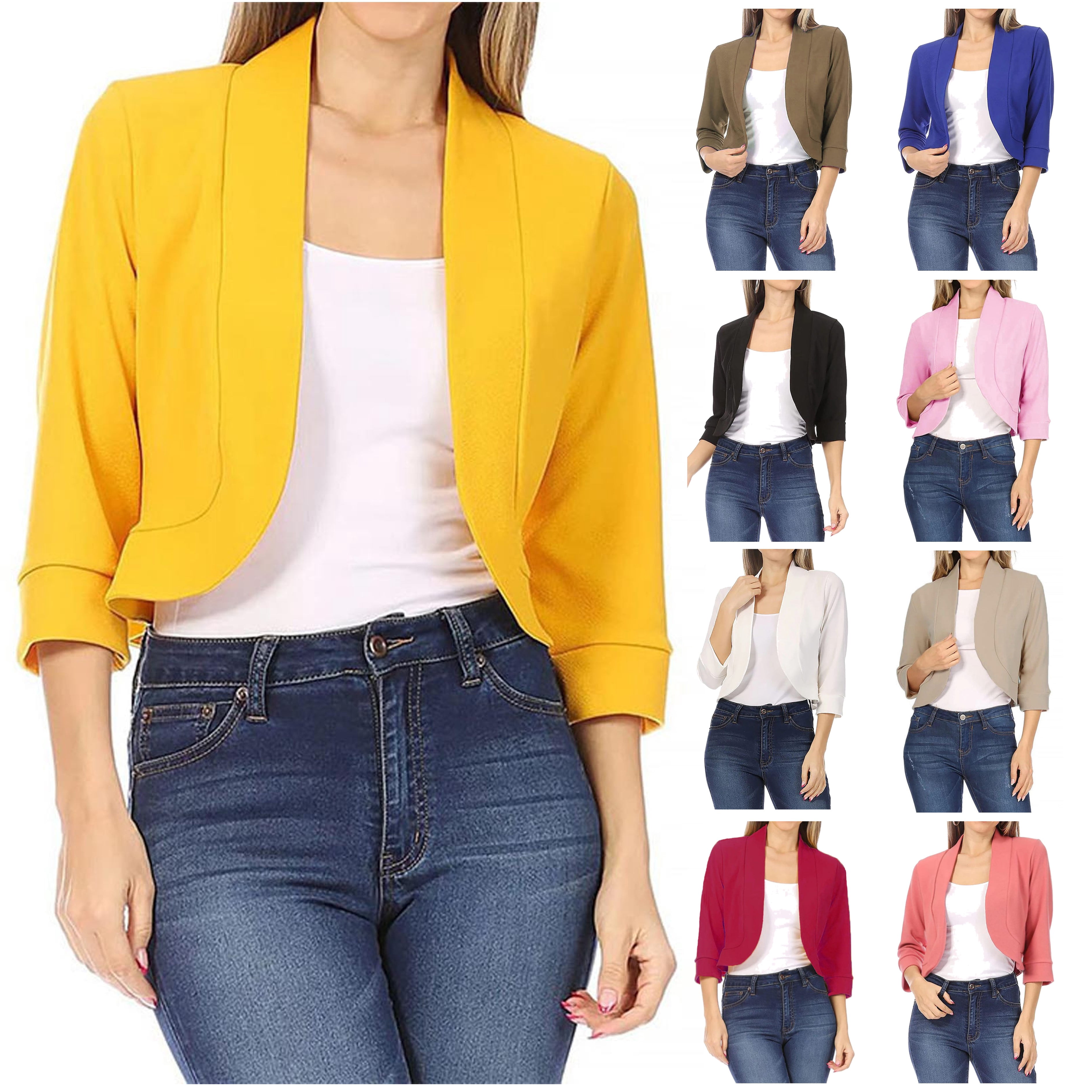 ZVAVZ Lightweight Blazers for Women Summer Women's 3/4 Sleeve ...