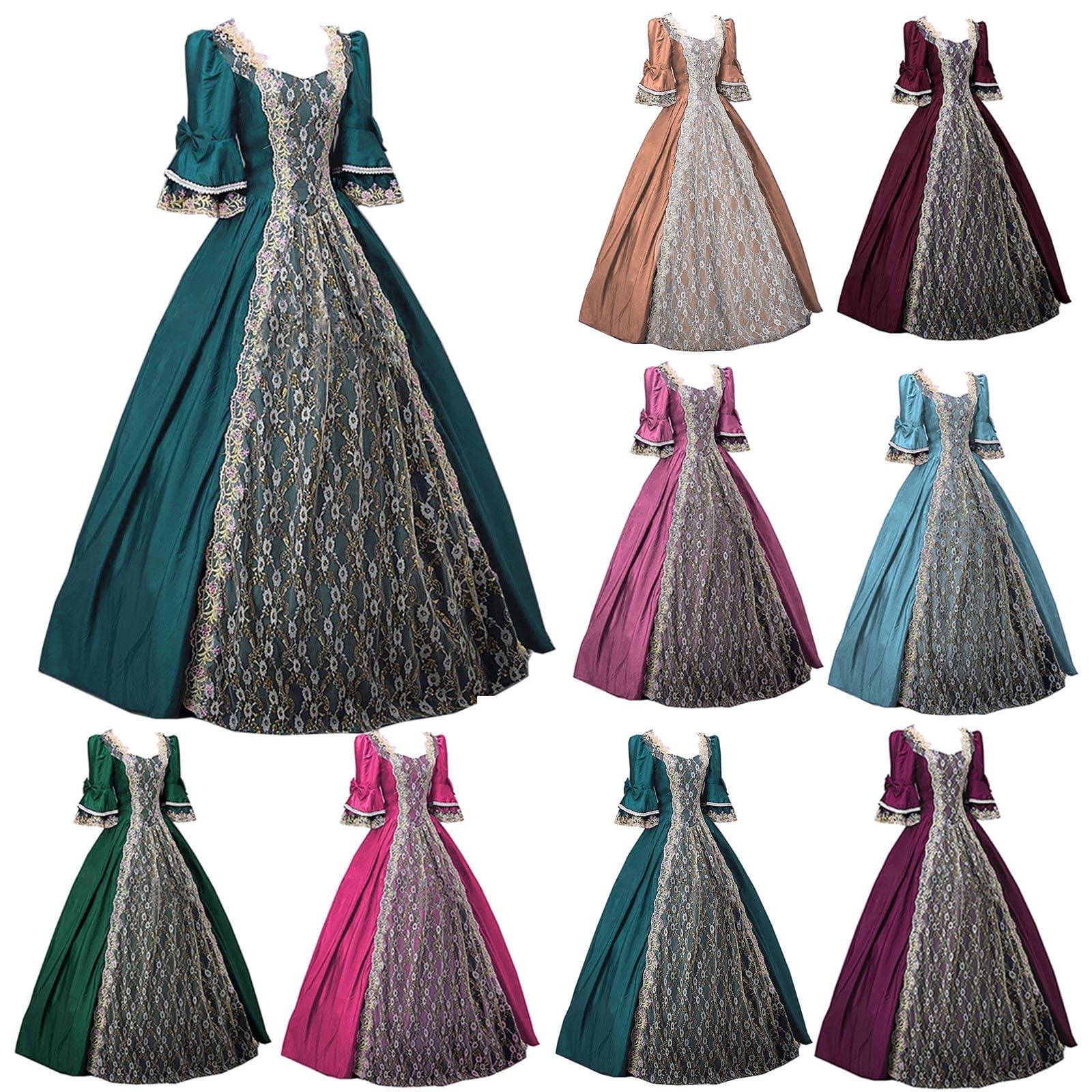 ZVAVZ Renaissance Dress Women 18th Century Medieval Ball GownSouthern ...