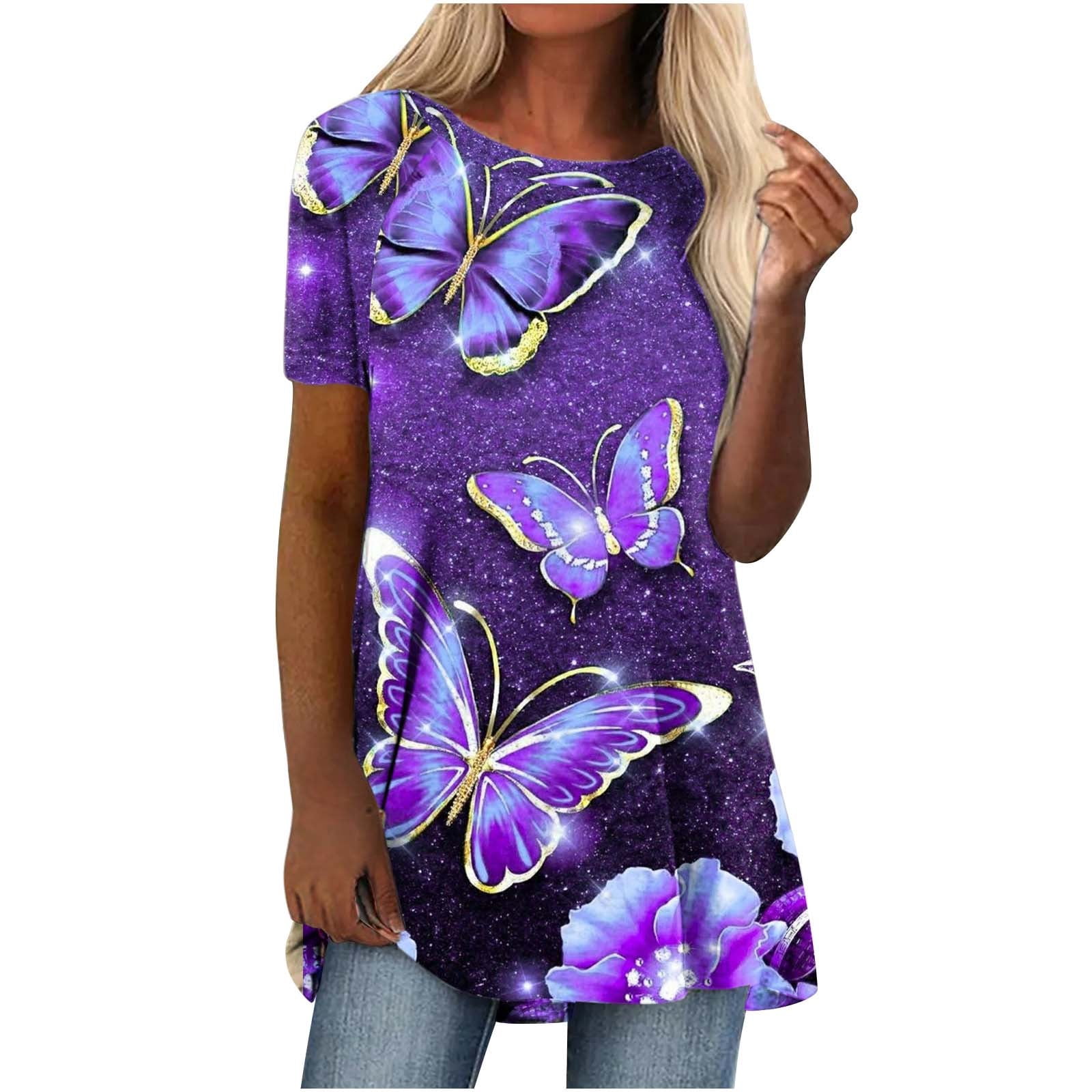 ZVAVZ Vintage Tee, Long Tunics for Women To Wear with Leggings Round ...