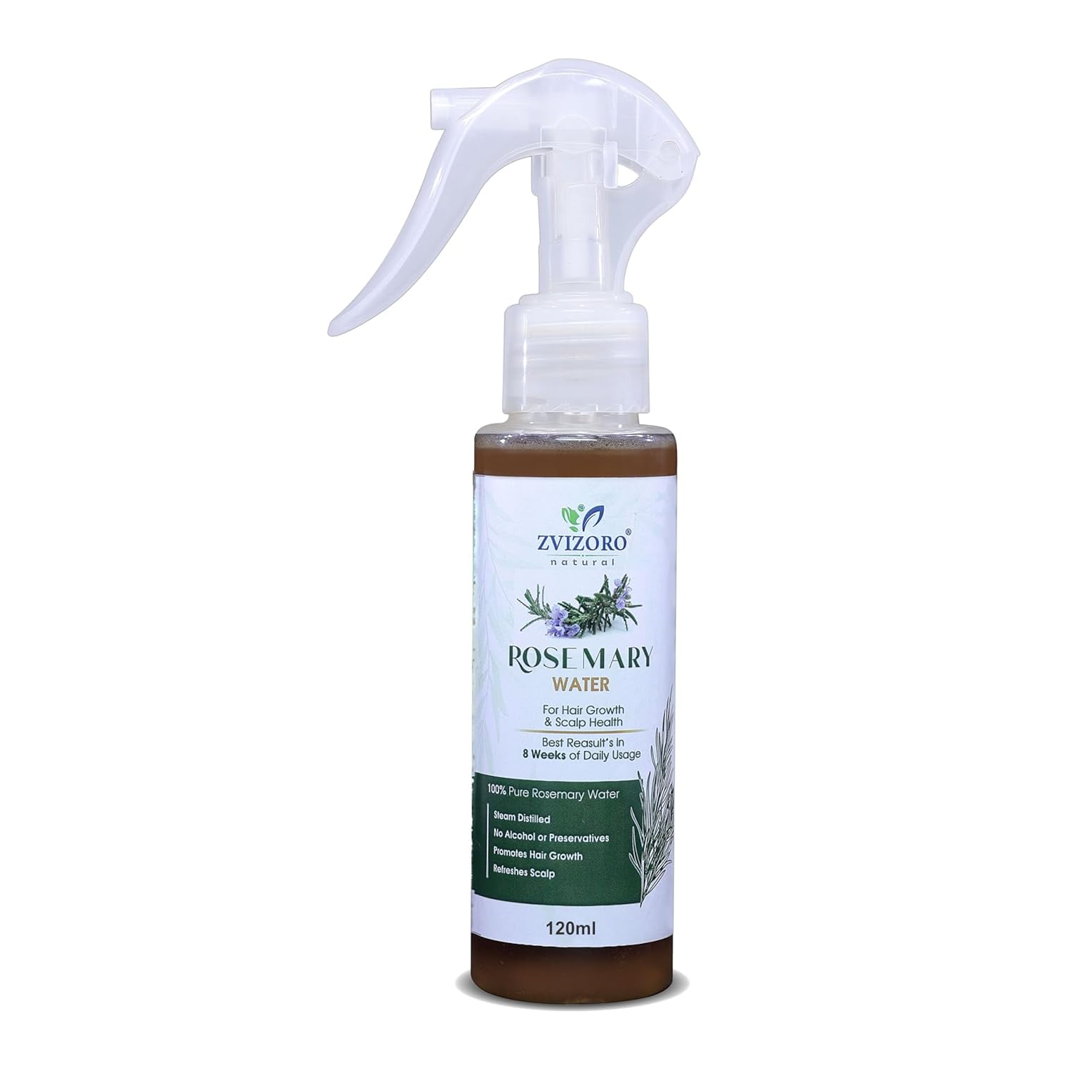 ZVIZORO 100 Pure Rosemary Water for Hair Growth Scalp Care Natural Hydrosol Strengthens Hair ...