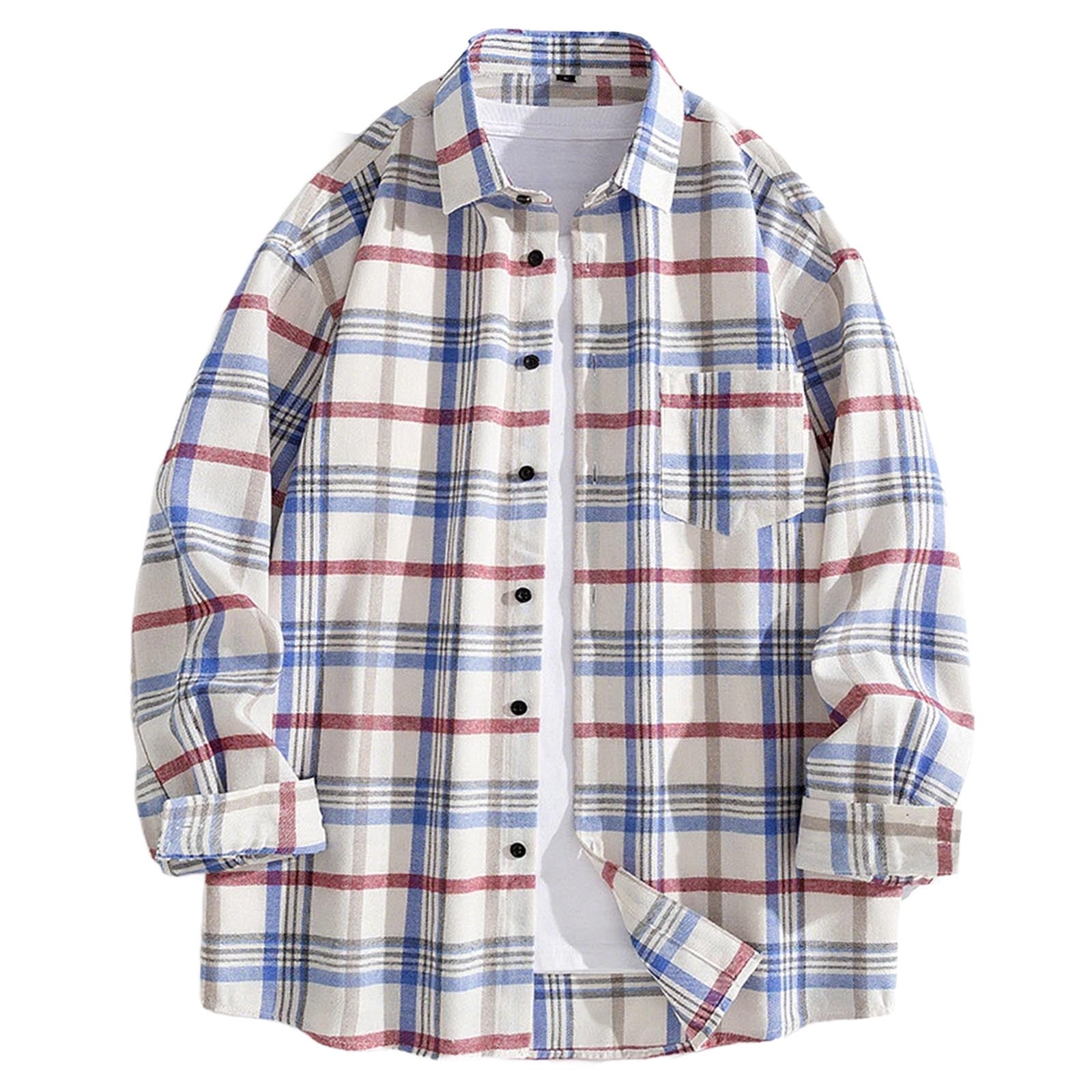 ZVNAΖH Men's Expanse Flannel Shirt Long Sleeve Buttons Down Plaid ...