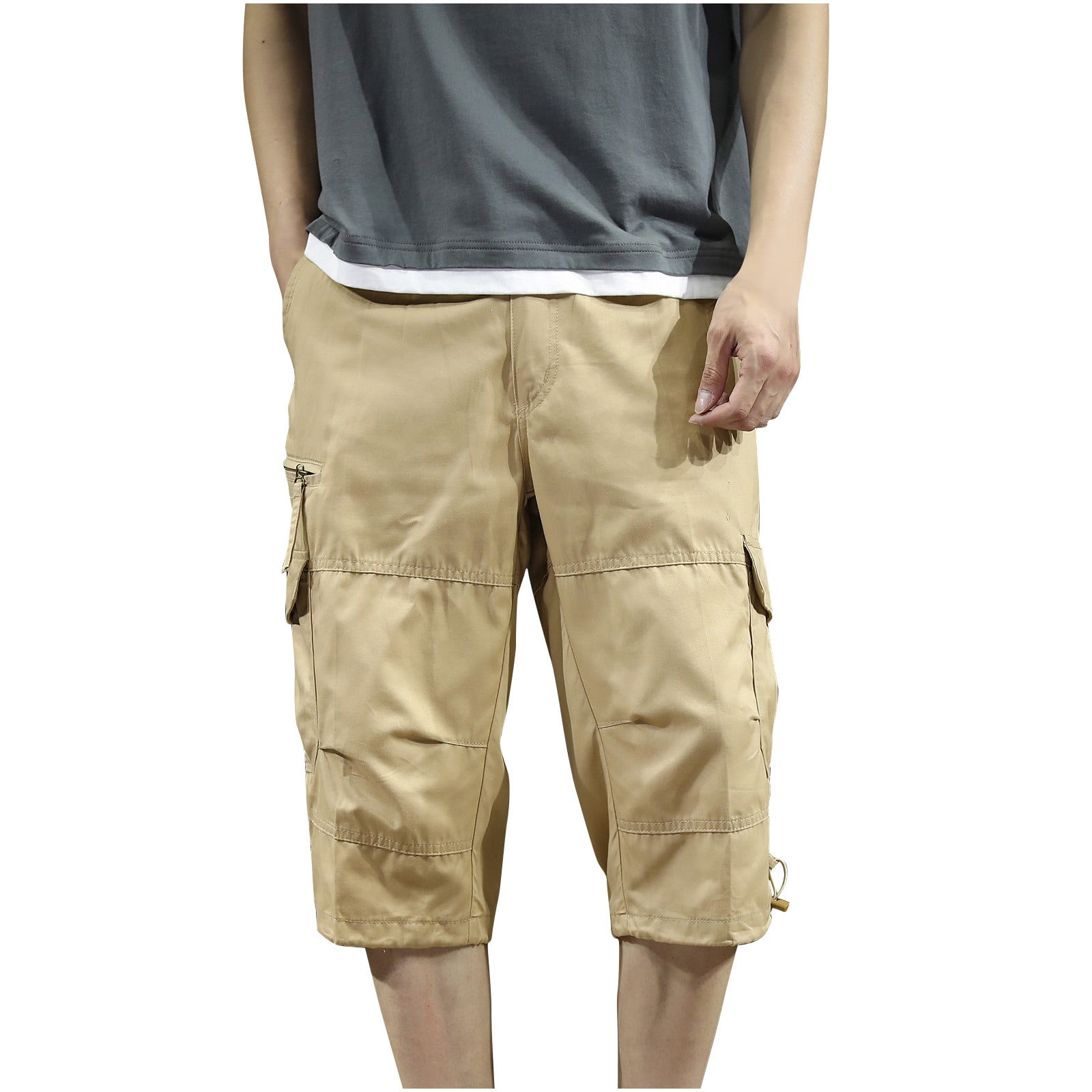 ZVNAΖH Mens Long Cargo Shorts Below Knee 3/4 Stretch Twill Cotton ...