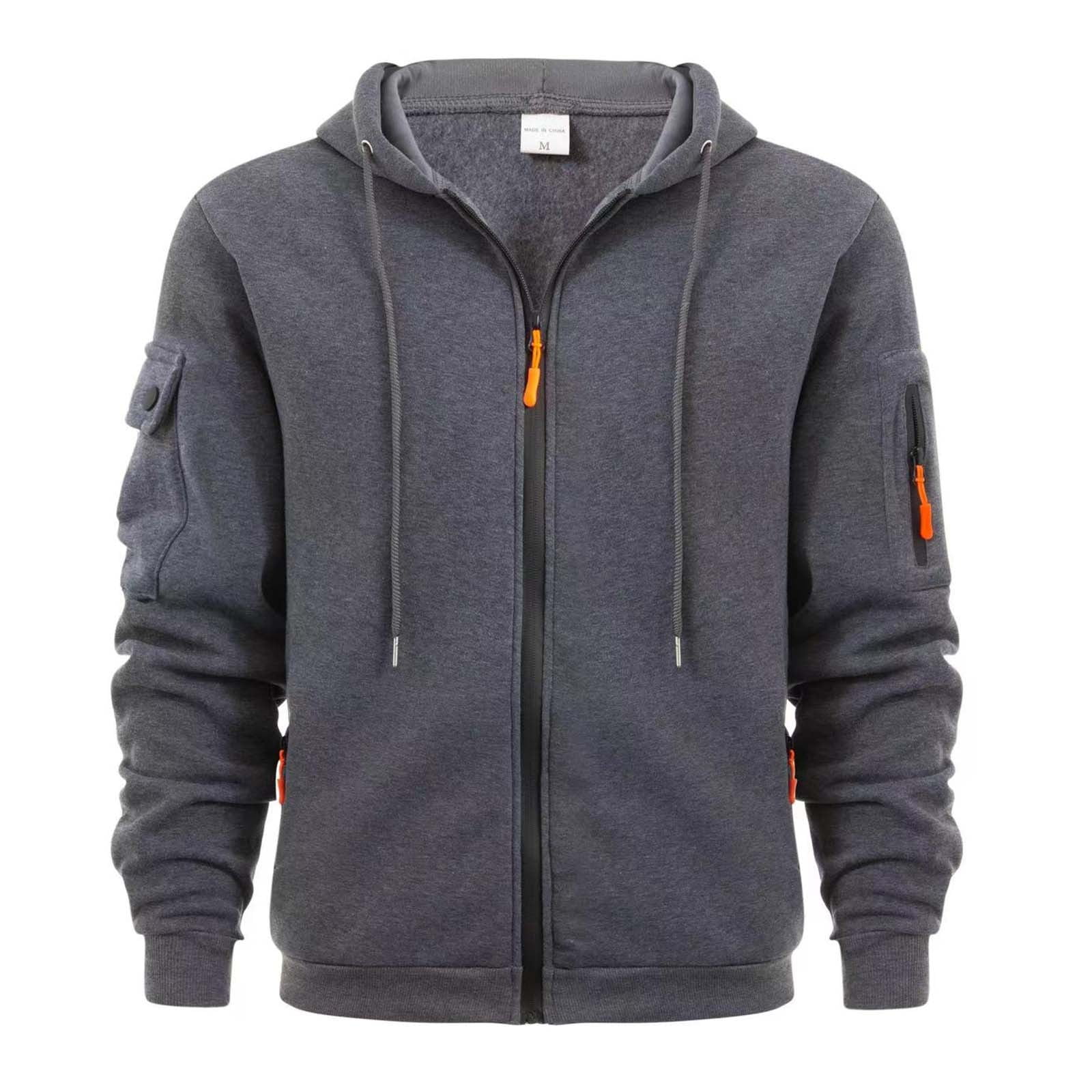 ZVNAΖH Zip-up Hooded Sweatshirt for Men, Zip Up Hoodie with Hidden ...