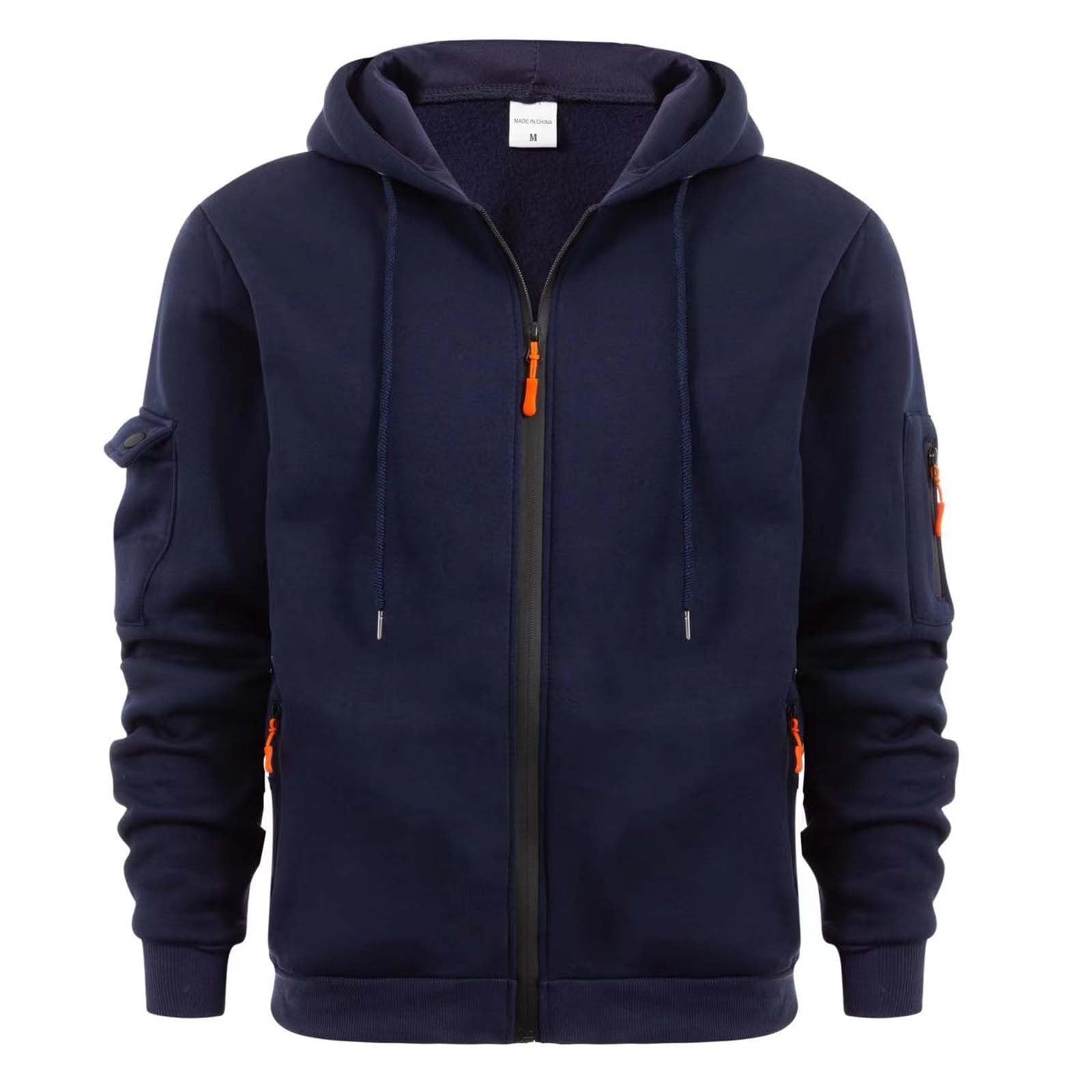 ZVNAΖH Zip-up Hooded Sweatshirt for Men, Zip Up Hoodie with Hidden Pockets Men, Mens Casual Warm ...