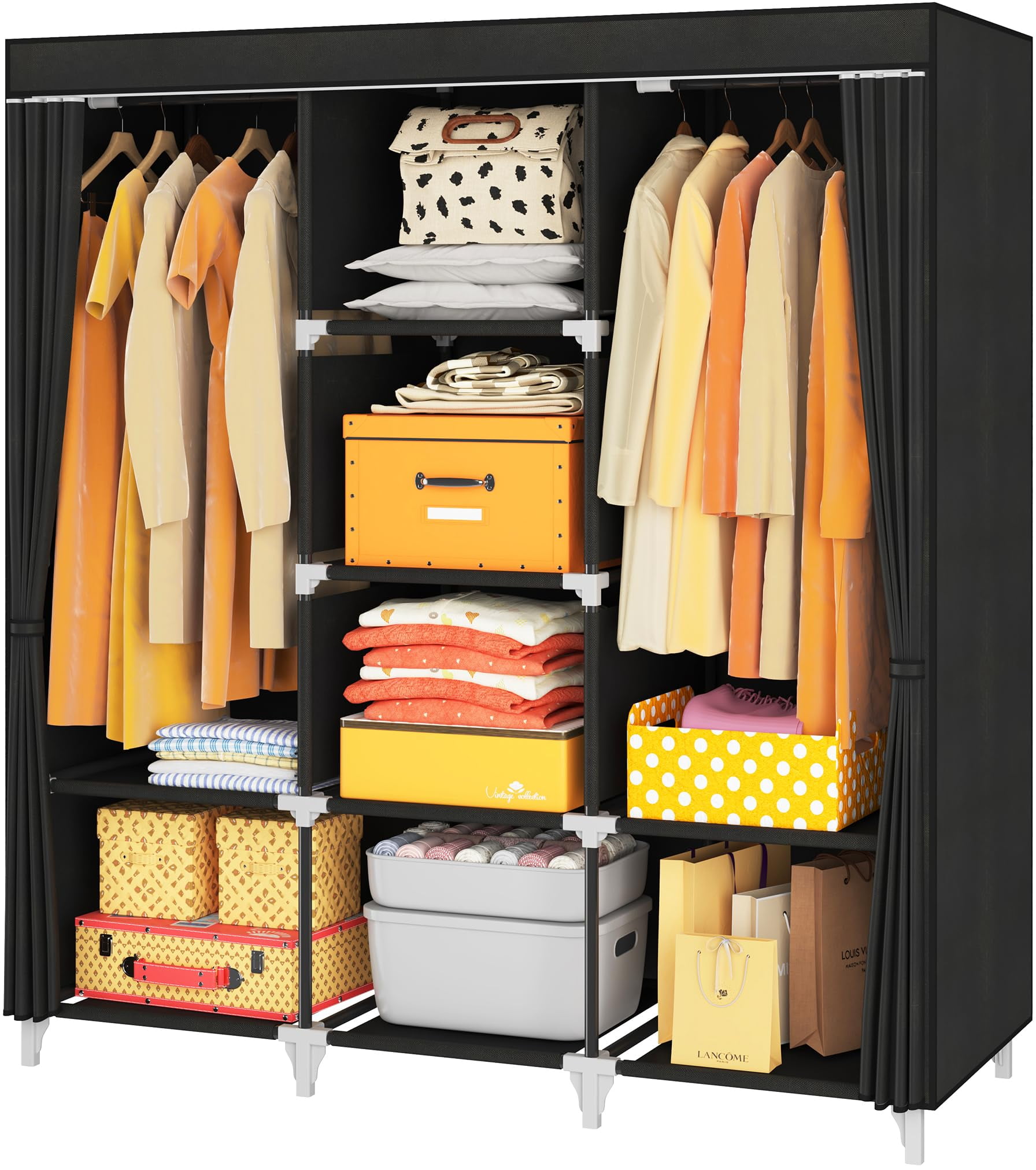 ZVZHM Portable Closet, 53 Inch Wardrobe Closet for Hanging Clothes with ...