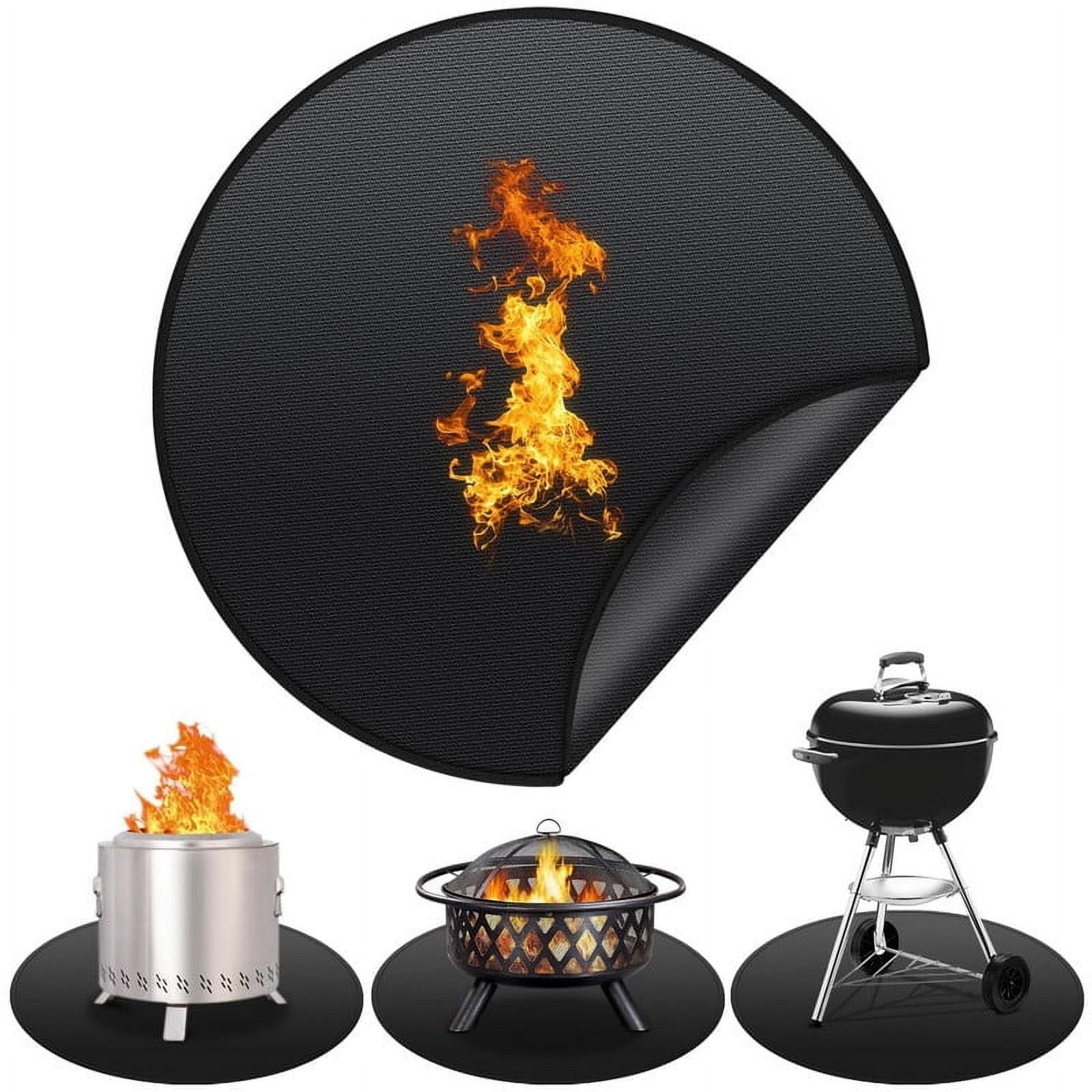 ZVZM 36" Fire Pit Mat Blcak Round Stove Patio Fire Mat Fireproof 3 ...