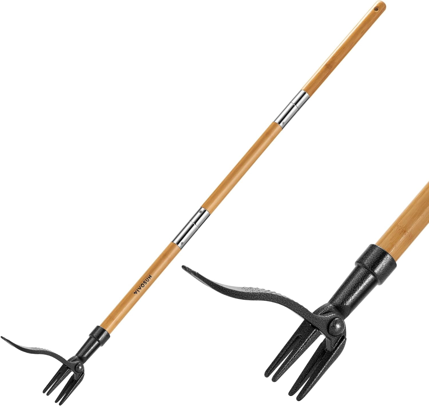 ZVZM 47" Weed Puller, Stand-Up Weed Puller Tool with Bamboo Handle & 4 ...
