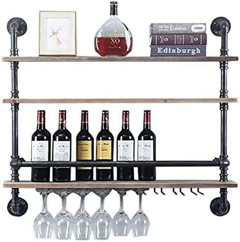 ZWBDJYC 3 Tier Wall Mounted Wine Rack Industrial Pipe Wine Rustic ...