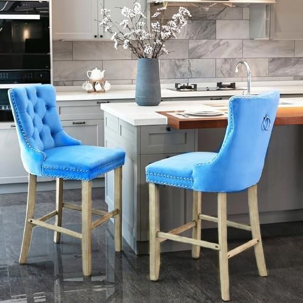ZWGHLI Upholstered Counter Height Stools Set of 4 Velvet Tufted Stools ...
