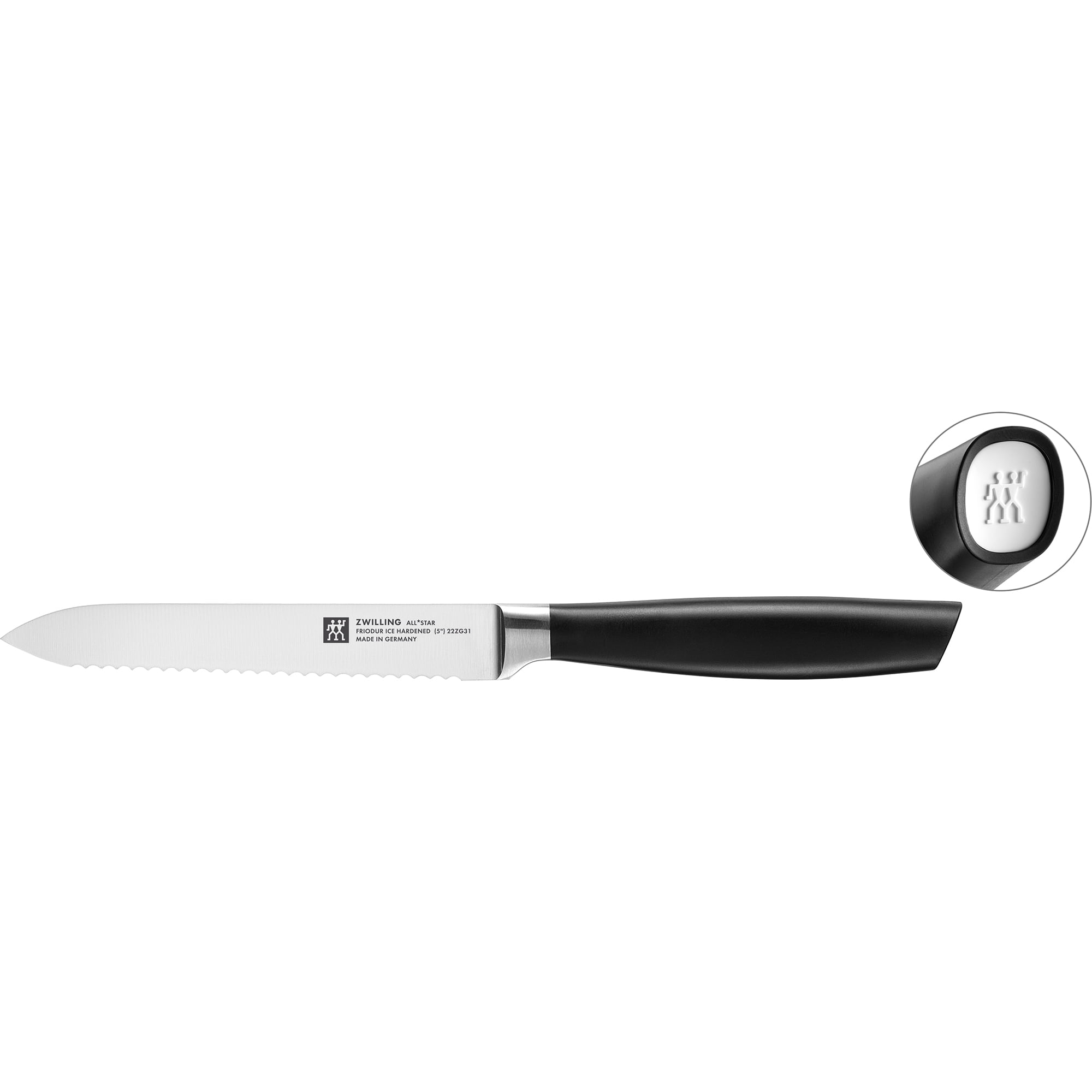 ZWILLING All Star 5-inch Serrated Utility Knife - White End Cap ...