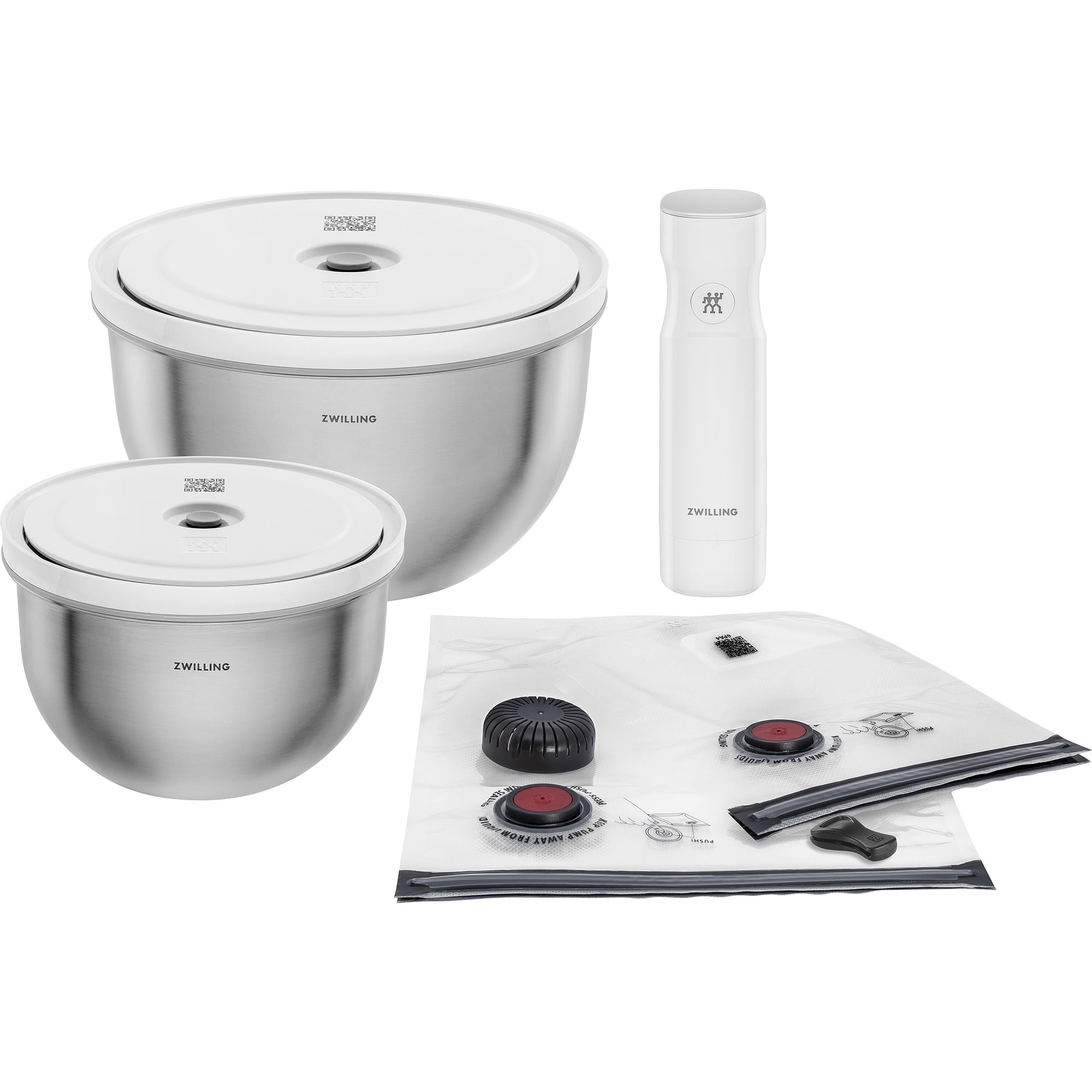 ZWILLING Fresh & Save BOWLS 9-pc Stainless Steel Vacuum Bowl Starter ...