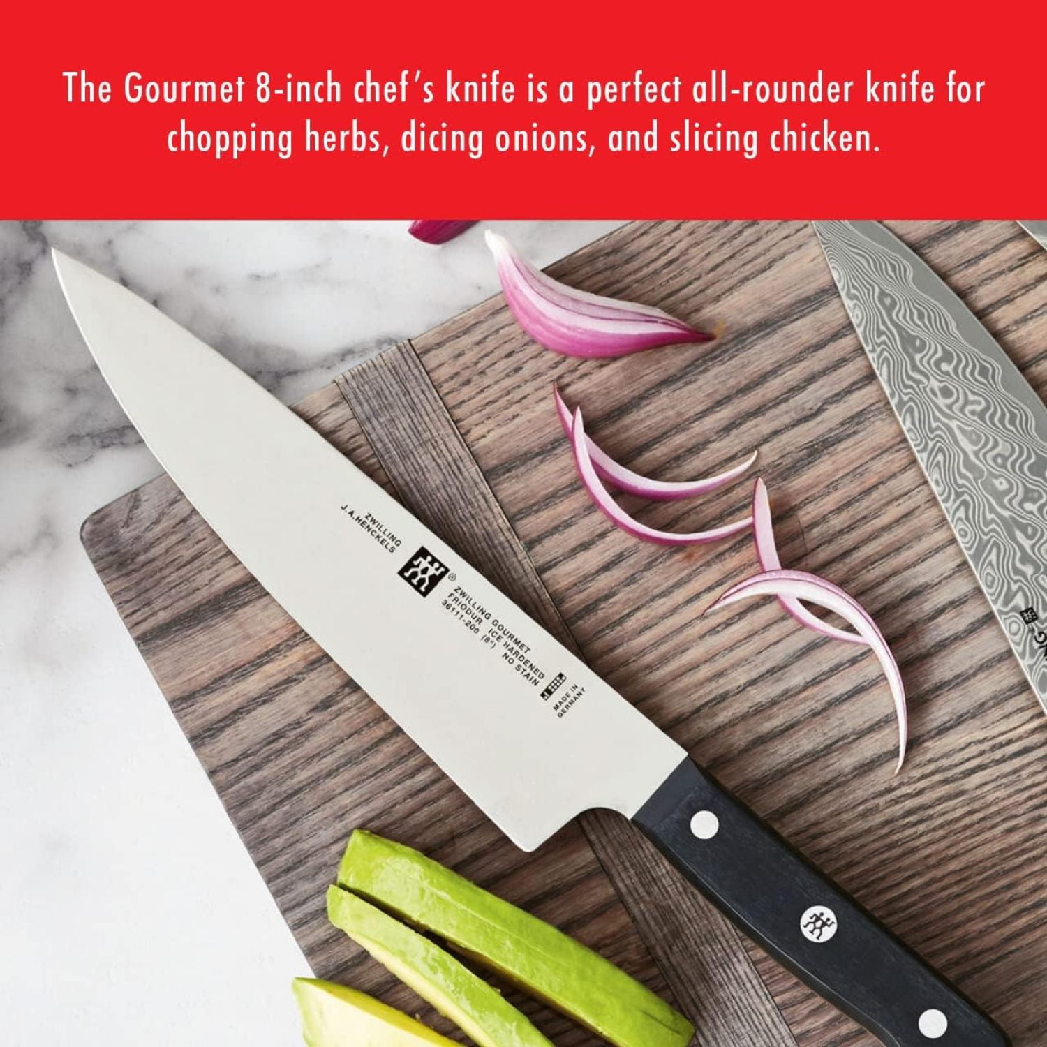 ZWILLING Gourmet 8-inch Chef’s Knife, Kitchen Knife, Black, Stainless ...