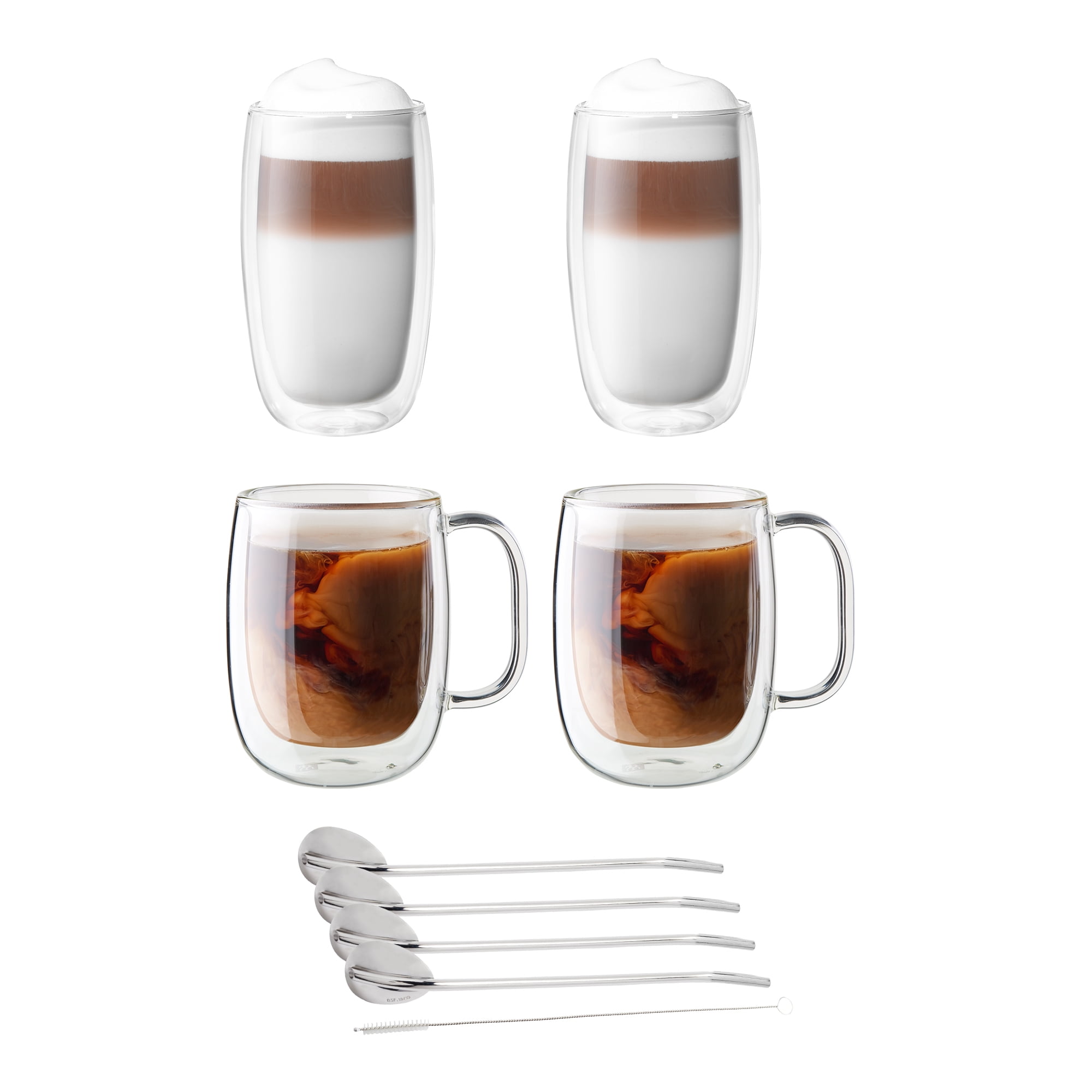 ZWILLING Sorrento Glass Drinkware, 9-pc Double-Wall Coffee and Beverage ...