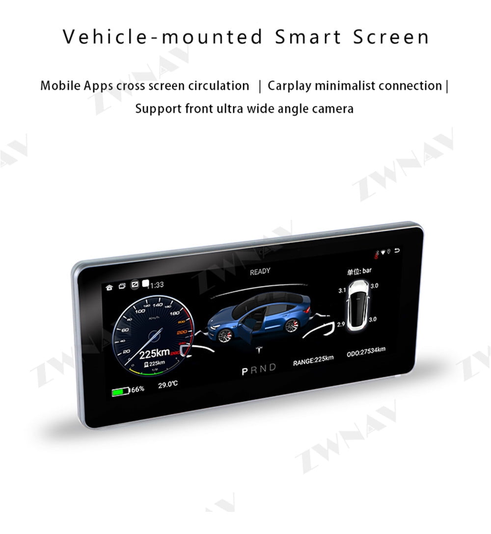 ZWNAV 10.25 inch Android 11 Digital Dashboard Panel Virtual Instrument Cluster For Telsa Model 3 ...