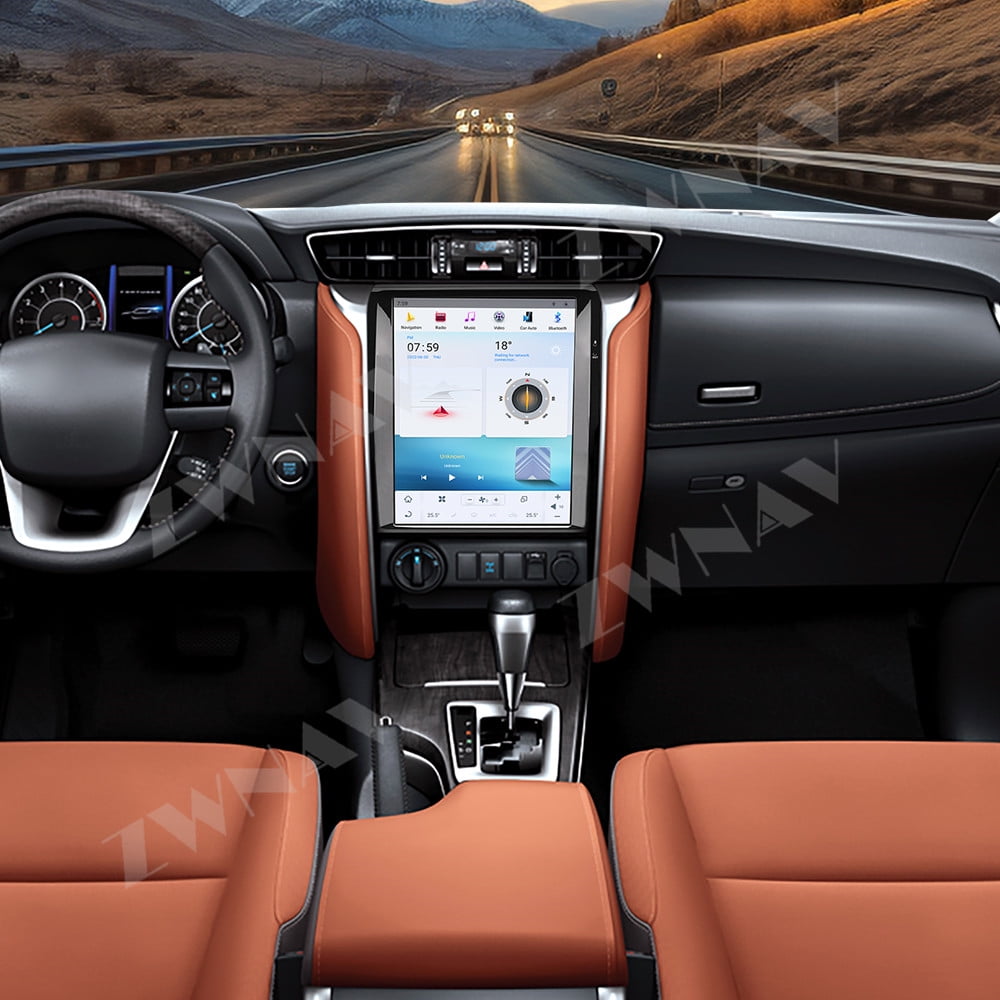 ZWNAV 12.1 inch Tesla style screen car radio player for Toyota Fortuner ...