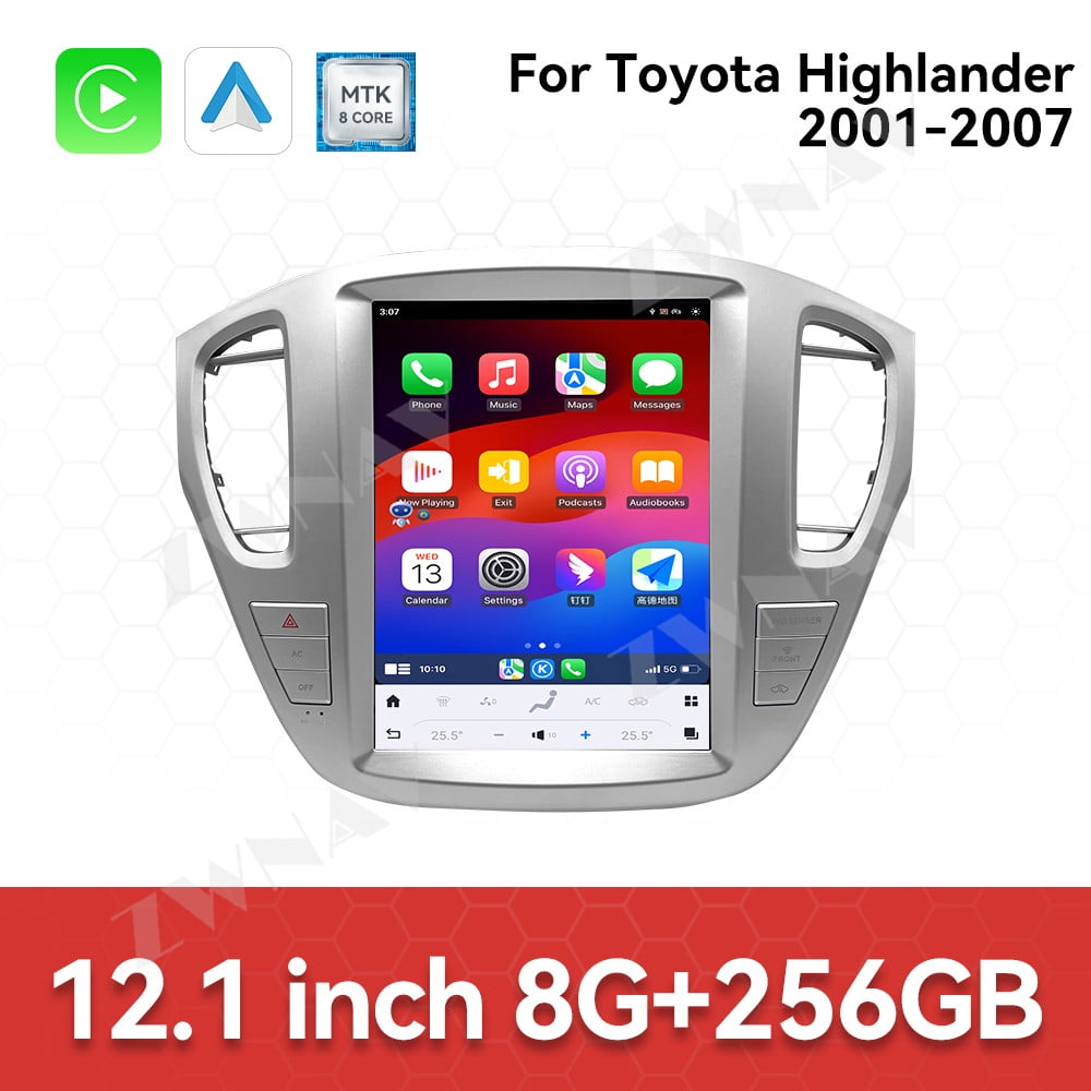 ZWNAV 12.1 inch tesla style car radio for Toyota Highlander 2001-2007 ...