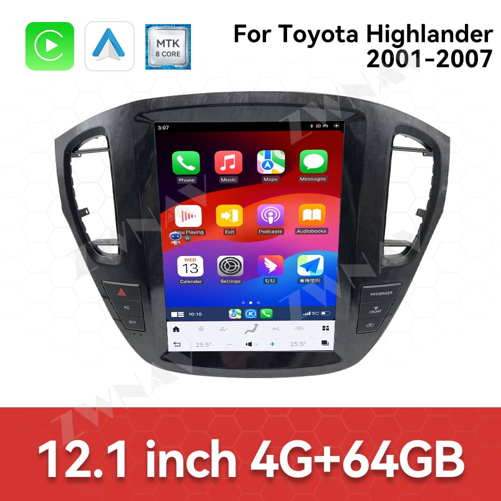 ZWNAV 12.1 inch tesla style car radio for Toyota Highlander 2001-2007 ...