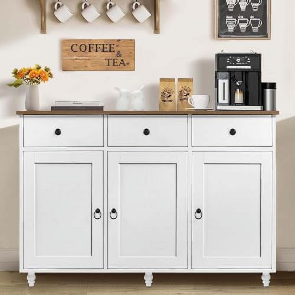 ZWNLKQG Coffee Cabinet with Mid-Century Buffet Cabinet with 3 Drawers ...