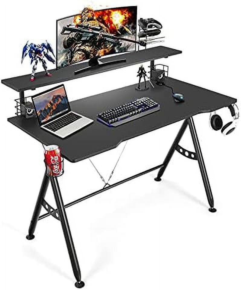 ZWNLKQG Gaming Desk Ergonomic Computer Desk w/Monitor Game Handle Rack ...