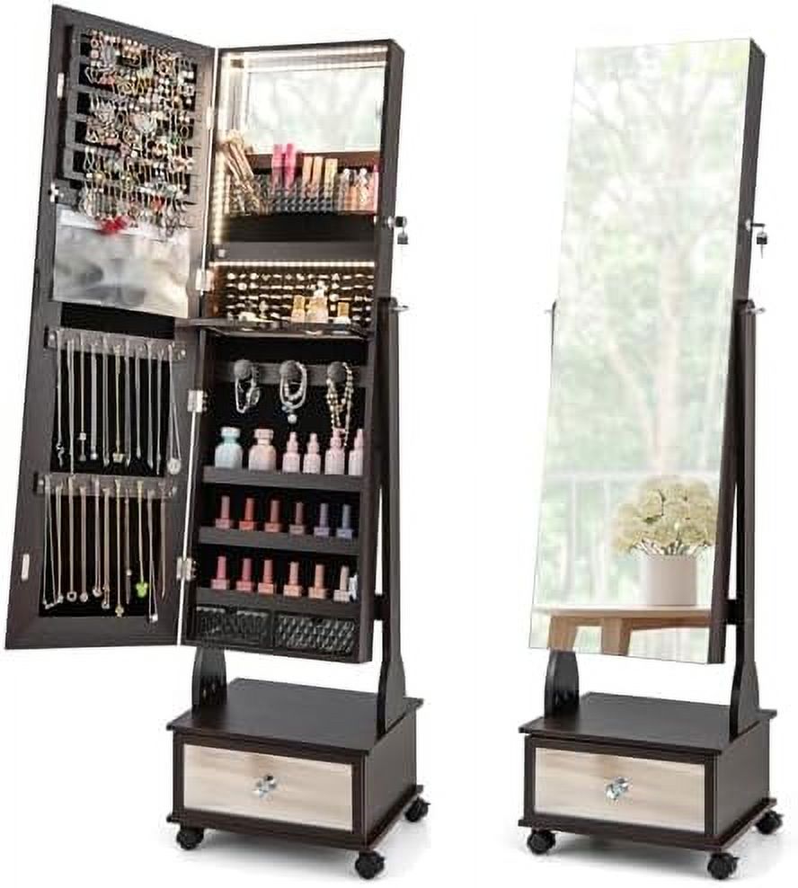 ZWNLKQG LED Strip Jewelry Armoire with 47.2" H Full Length Mirror ...