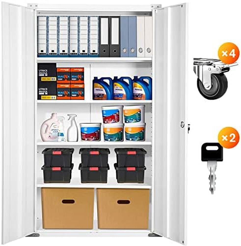 ZWNLKQG Metal Cabinet 72\u201D Black Tool Steel Locking Cabinet with ...