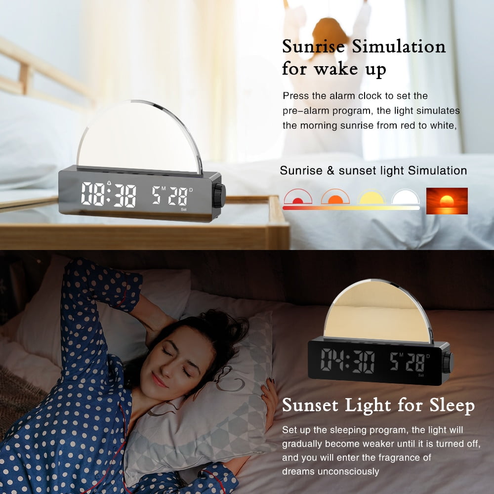 ZWP 2025 Cute 2024 For Alarm Clock Wake Light Led Digital Clock for Heavy Sleepers Adults Multi ...
