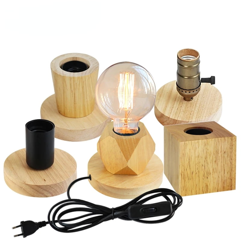 ZWP 2025 Modern Wood Table Lamp Retro E27 Desk Light Indoor Art Lamps ...