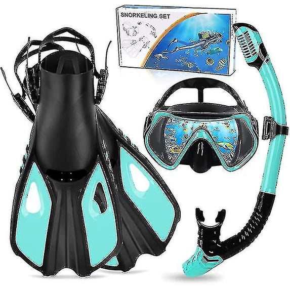 ZWVKLN Snorkel Set, 3 Piece Diving Set With Flippers, Mask And Snorkel ...