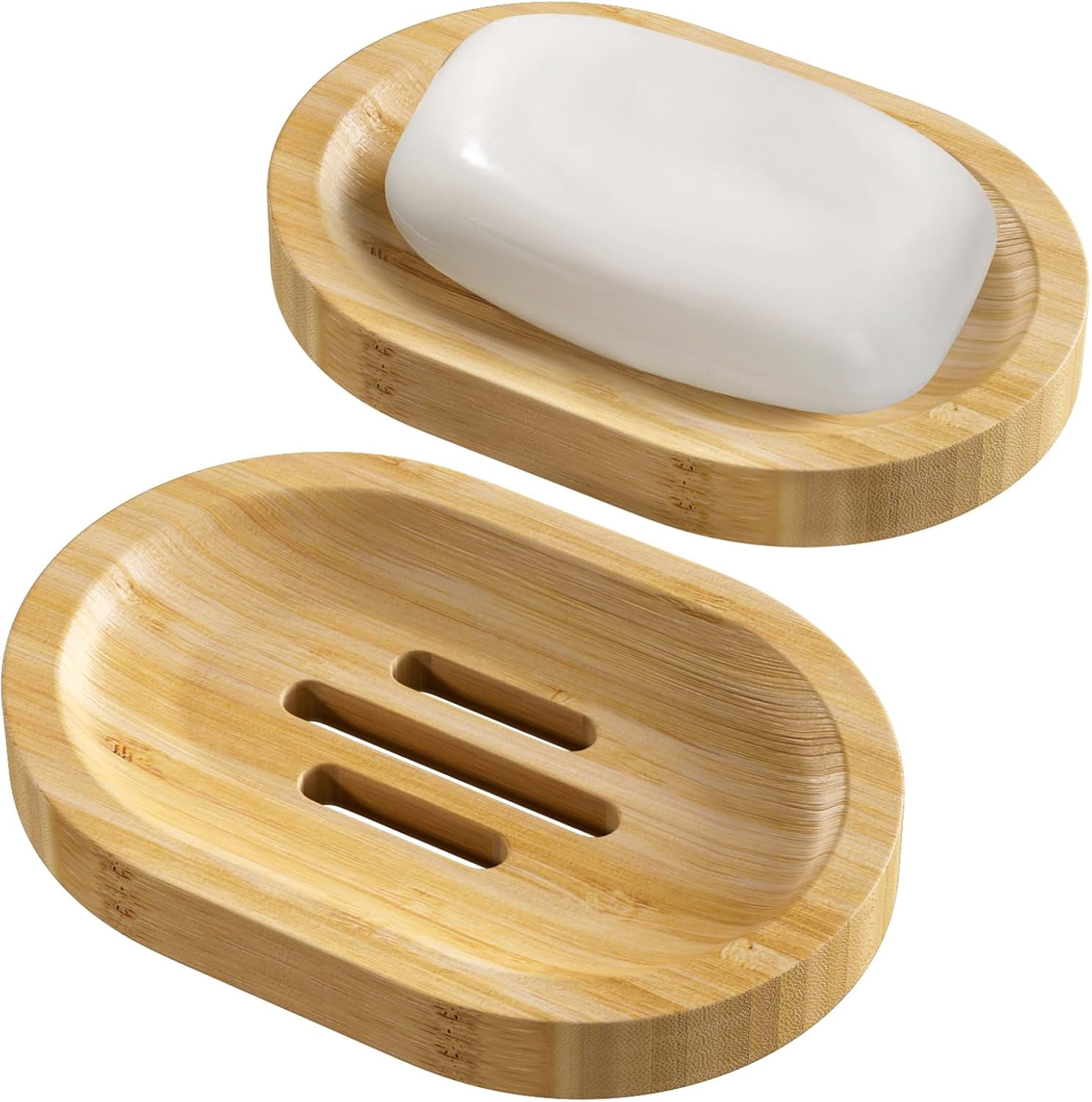 ZWYYWZ Soap Holder Soap Dish, Bamboo Soap Dish, 2 Pack Wood Bar Soap ...