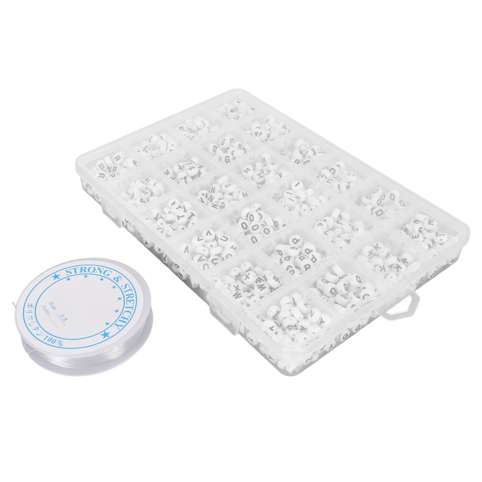 ZX 1200pcs Acrylic Alphabet Letter Bead Clear English Font DIY Round ...