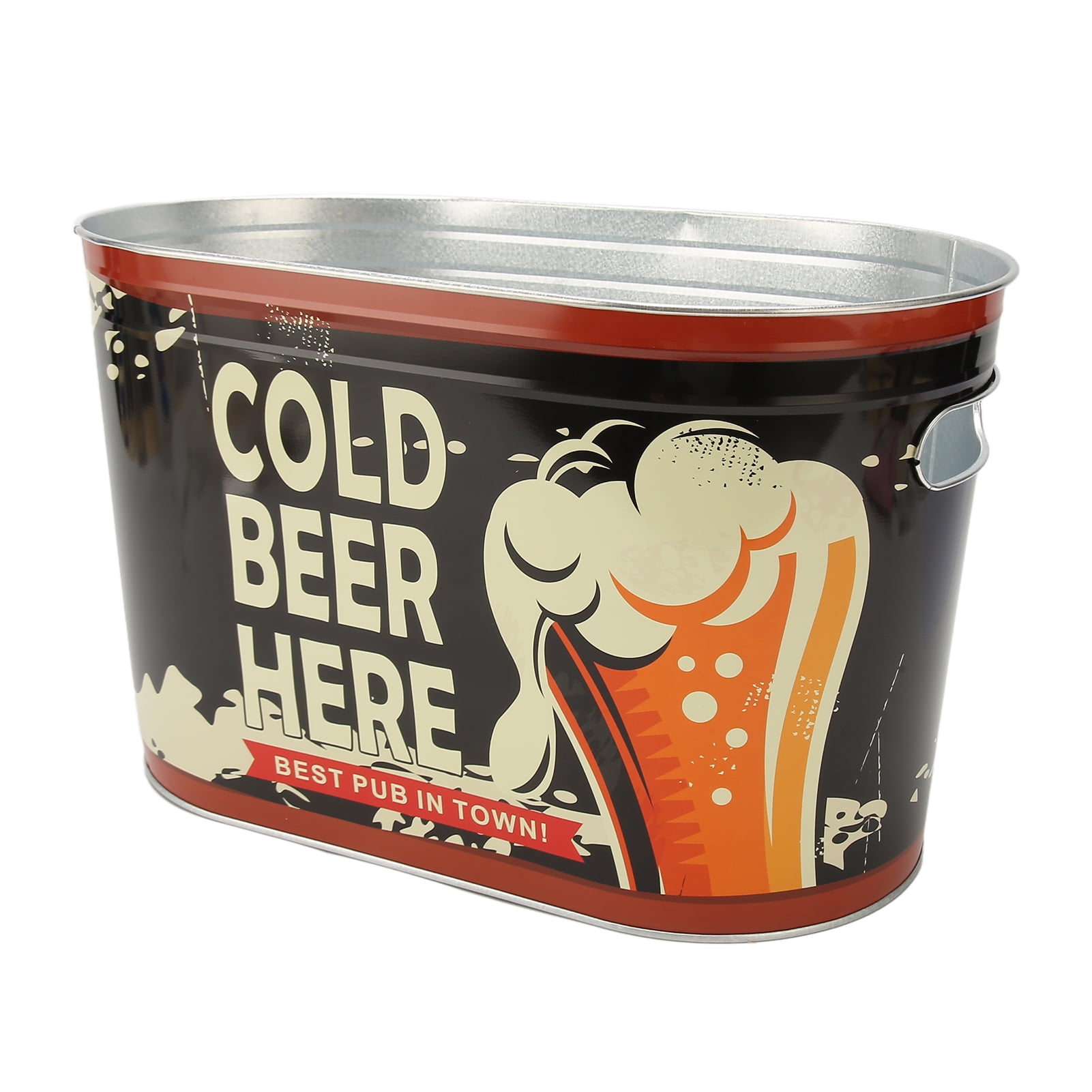 ZX Metal Ice Bucket Large Capacity Leakproof Tinplate Retro Beautifully ...