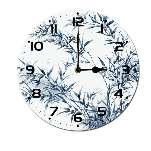 ZXCXRQFa Bamboo Leaves Style Clock Wall Decor Battery Operated Floral ...