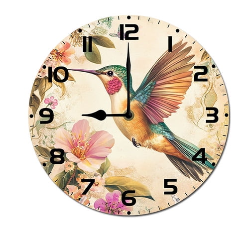 ZXCXRQFa Birds Hummingbird Flower Wall-Clock for Girls Analog Battery ...