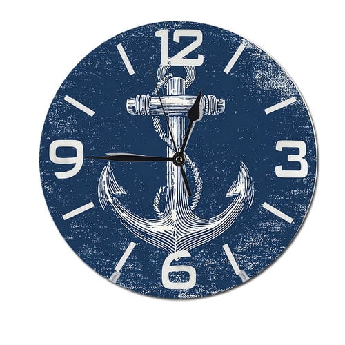 ZXCXRQFa Boat Anchor Marine Silent Wall Clocks for Living Room Kitchen ...