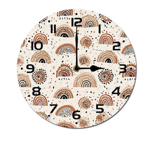 ZXCXRQFa Boho Rainbows Clock Wall Decor Battery Operated Floral Clocks ...
