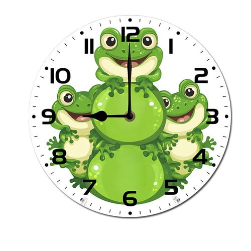 ZXCXRQFa Clock Cute Cartoon Frogs Wall Clock Vintage Battery Operated ...