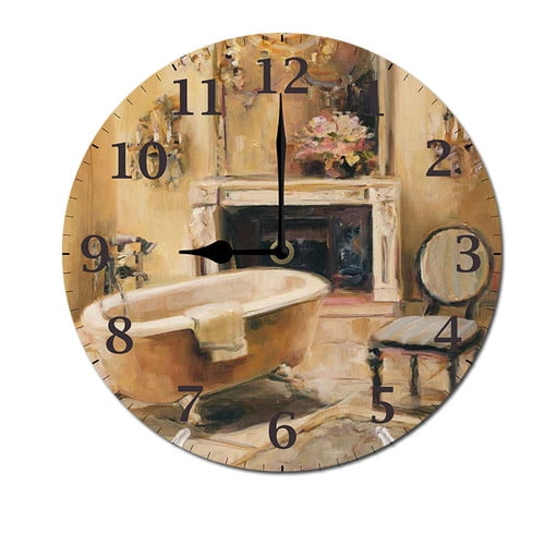ZXCXRQFa Clock Rustic Bathtub Wall Clock Art Hanging Clocks Silent Non ...