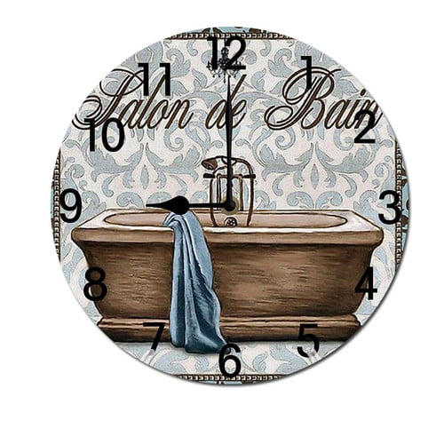 ZXCXRQFa Clock Rustic Bathtub Wall Clock Battery Operated Non Ticking ...