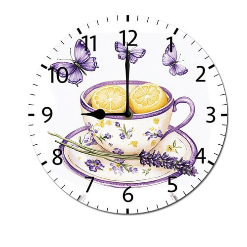 ZXCXRQFa Clock Rustic Lemon Lavender Wall Clock Vintage Battery ...