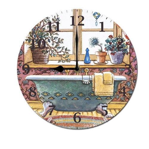 ZXCXRQFa Clock Watercolor Bathtub Wall Clocks for Living Room Decor ...