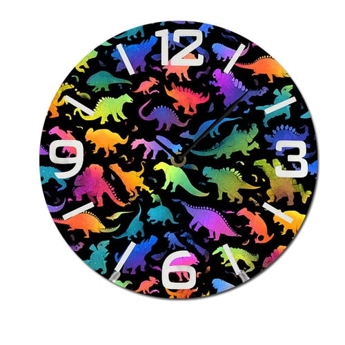 ZXCXRQFa Colorful Cartoon Dinosaur Animal Wall Clocks Battery Operated ...