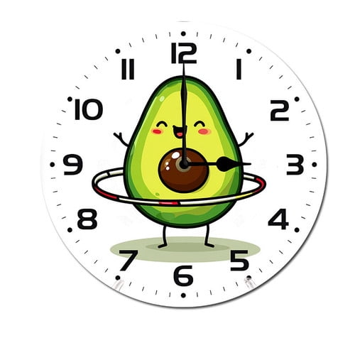ZXCXRQFa Cute Avocado Hoop 10" Retro Vintage Clock Non-Ticking Silent ...
