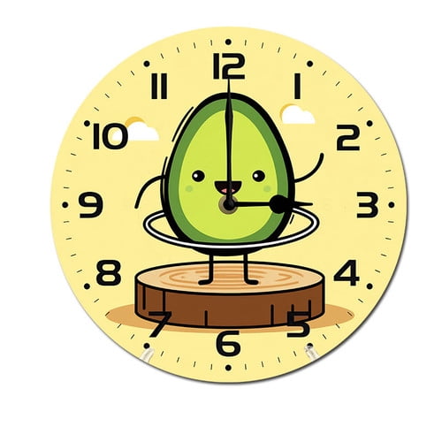 ZXCXRQFa Cute Avocado Hoop Theme Battery Operated Silent Wall Clock ...