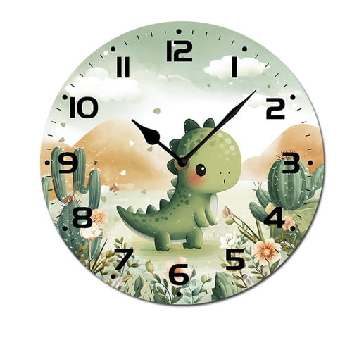 ZXCXRQFa Desk Clocks Cactus Cartoon Dinosaur In The Desert Wall Clock ...