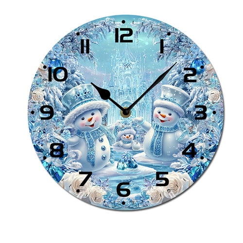 ZXCXRQFa Desk Clocks Winter Snowflake Snowman Tree Wall-Clock for Girls ...